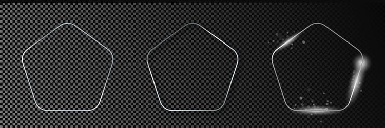 Silver glowing rounded pentagon shape frame Vector Image