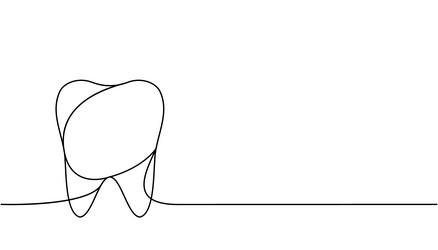 One continuous line drawing of tooth dental Vector Image