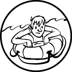 Man clinging to life preserver cartoon Royalty Free Vector