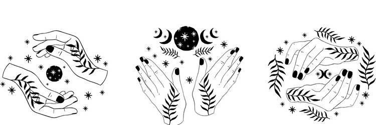 Magical hands boho occult magic hand witch Vector Image