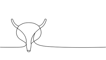 Human bladder one line colored continuous drawing Vector Image