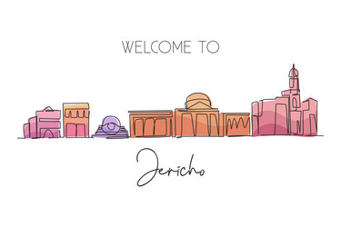 One continuous line drawing of jericho city Vector Image