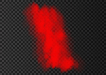 Red smoke cloud isolated on transparent background