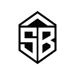Sb letter logo monogram simple hexagon shield Vector Image