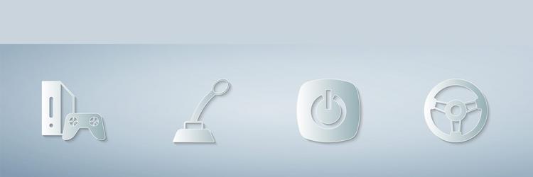 Set power button game console with joystick old Vector Image