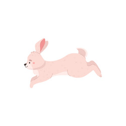 Furry rabbit running and jumping cartoon flat Vector Image