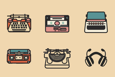 Nostalgic icons collection retro vibes for the mo Vector Image