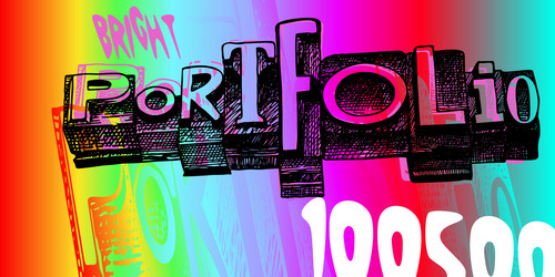 Portfolio word with pencil instead letter i Vector Image