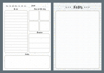Notebook pages template daily and month Royalty Free Vector