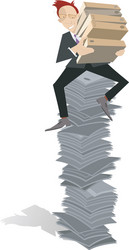 Too much documents and businessman Royalty Free Vector Image