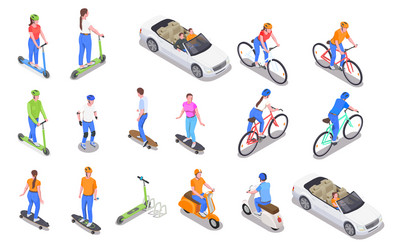 Future transport isometric icons set Royalty Free Vector