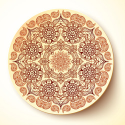 Mexican talavera round plate design Royalty Free Vector