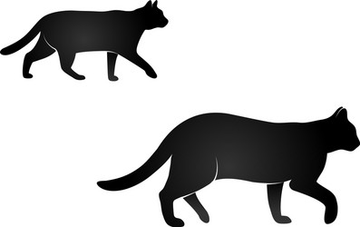 Black cat walking silhouette Royalty Free Vector Image