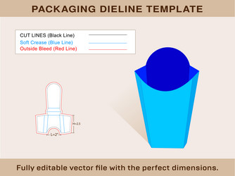 French fry box dieline template Royalty Free Vector Image