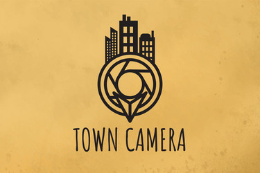 Lens camera and town logo designs inspiration Vector Image