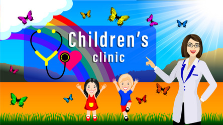 Logo pediatrician children clinic Royalty Free Vector Image