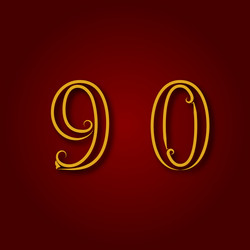 Nine zero vintage patterned numbers font in floral