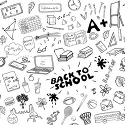 Creative seamless school pattern with pen drawings