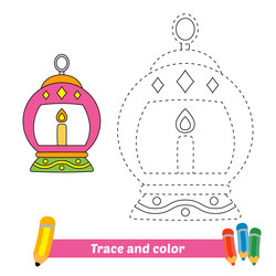 Trace and color for kids lantern Royalty Free Vector Image