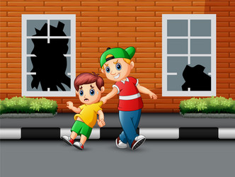 A naughty child disturb and scares him Royalty Free Vector