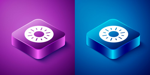Isometric sun icon isolated on blue and purple Vector Image