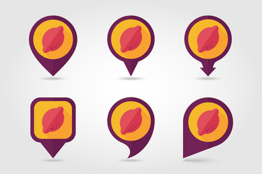 Lemon mapping pins icons Royalty Free Vector Image