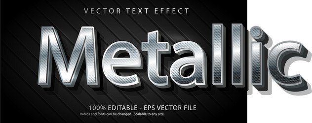 Chrome text editable font effect Royalty Free Vector Image