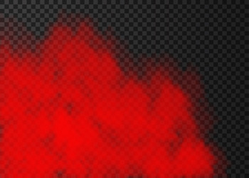 Red smoke cloud isolated on transparent background