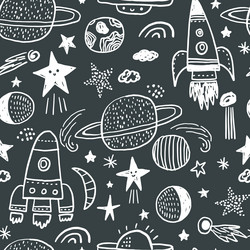 Childish seamless pattern hand drawn space Vector Image