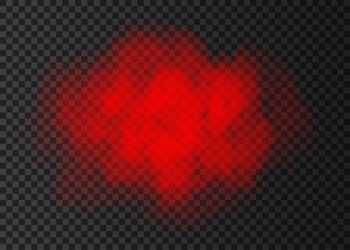 Red smoke cloud isolated on transparent background