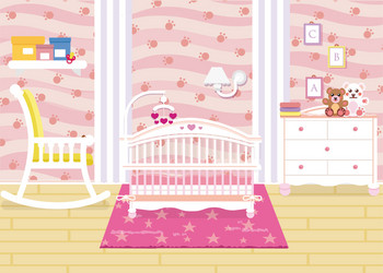 Baby bedroom furniture children room interior set Vector Image