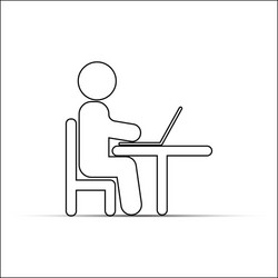 Two people with laptops sitting at a table under Vector Image