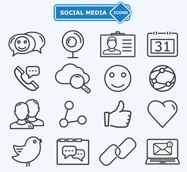 Line social networks icons Royalty Free Vector Image