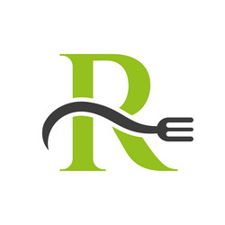 Letter r restaurant logo template Royalty Free Vector Image