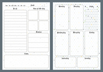 Notebook pages template daily and month Royalty Free Vector