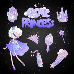 Princess magical mirror with crown cartoon Vector Image