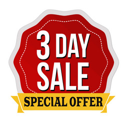 Only 3 days label or price tag Royalty Free Vector Image
