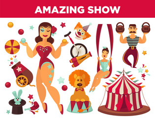 Circus animals during performance Royalty Free Vector Image