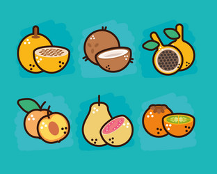 Six fresh fruits Royalty Free Vector Image - VectorStock
