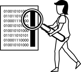 Magnifying glass checking system cartoon Vector Image