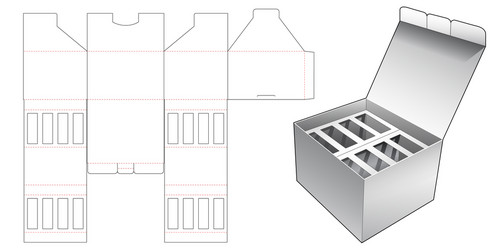 Long hexagonal gift box and lid die cut template Vector Image