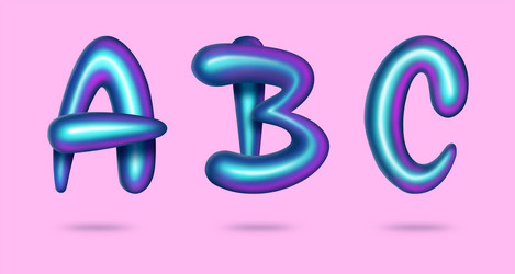 3d holographic lettering iridescent gradient Vector Image
