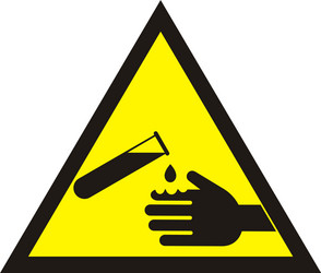 Warning acid sign triangle yellow chemistry Vector Image