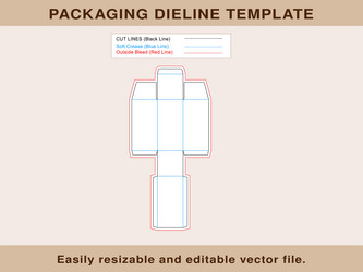 French fry box dieline template Royalty Free Vector Image