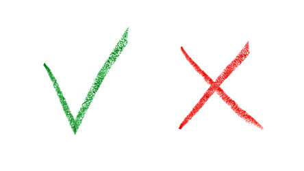 Right and wrong icon hand drawn of green check Vector Image