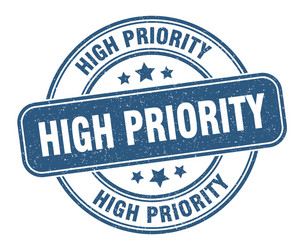 High priority stamp label round Royalty Free Vector Image