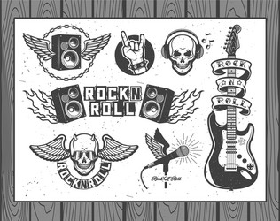 Rock music print vintage label t-shirt print Vector Image