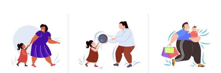 Little boy and girl with overweight and body fat Vector Image