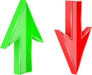 Green and red arrows up and down web shiny icons Vector Image