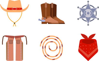 Set of cowboy objects cowboy Royalty Free Vector Image